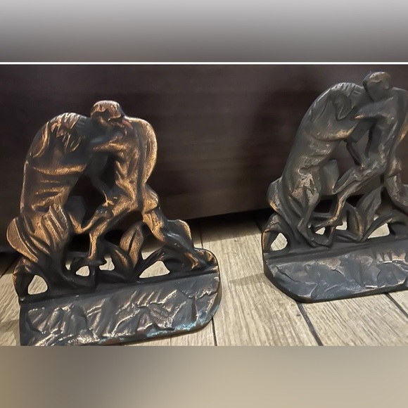 Accents | Vintage Iron Gladiator Warrior Fighting Lion Bookends | Poshmark